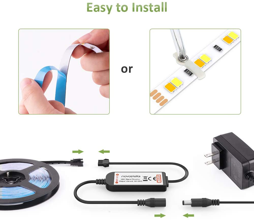 Novostella 20ft 6M 3000-6000K Tunable White LED Strip Lights, White ...